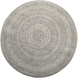 Teppich Paco Home, H:4mm &Oslash;:120cm, beige, Polypropylen, Wohnzimmer, Teppiche, "Malmedy 490", Flachgewebe, melierte Sisal-Optik, In- und Outdoor