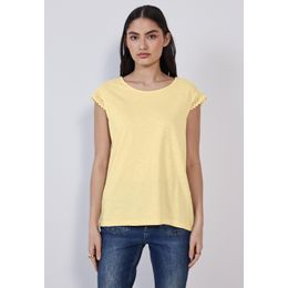 Damen T-Shirt, gelb, Gr. 46, STREET ONE STUDIO, unifarben, Web, 50% Modal, 50% Baumwolle, Shirts, im soften Baumwoll-Mix