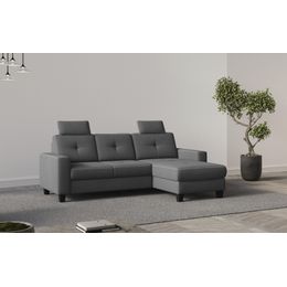 Ecksofa Places of Style, B:239cm H:91cm T:164cm, grau, 90% Polyester 10% Polyamid, Wohnzimmer, Sofas, "Varese", wahlweise mit Bettfunktion und