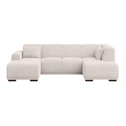 Wohnlandschaft Home Affaire, B:300cm H:85cm T:162cm, beige, 100% Polyester, Sofas, "BORNHOLM U-Form mit Recamiere rechts/links, B/T/H: 300/162/85