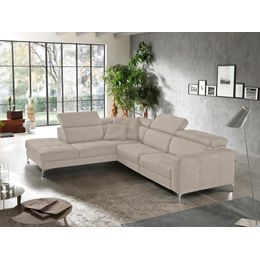 Ecksofa Egoitaliano, B:285cm H:100cm T:221cm, grau, Luxus-Micofaser Lederoptik (100% Polyester) ist ein neues technisches Gewebe mit einem visuellen
