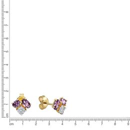 Diamonds by Ellen K. Damen Paar Ohrstecker "Gold 375 Amethyst + Zirkonia", one-size, Gold, gelb, FASCINATION BY ELLEN K., Gold, Ohrringe