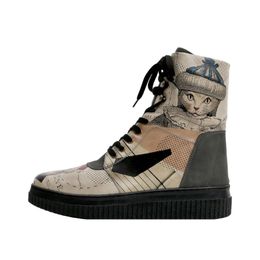 DOGO Damen Schn&uuml;rboots "Future High Top Boots Mon Cher Damen Stiefeletten", Gr. 36, orange, Lederimitat, Schuhe, Handgefertigt