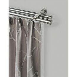 Gardinenstange Garesa, L:420cm &Oslash;:20mm, silber, Gardinenstangen, "CHAPEAU", Vorhanggarnitur, mit Ringe und Haken, verl&auml;ngerbar, edelstahl optik