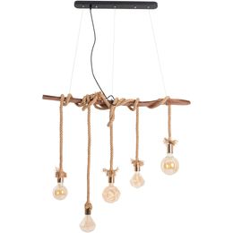 Näve NÄVE Pendelleuchte "Rope", 5, H: 210cm, 1 Stk., beige, Esszimmer, Leuchten, An den Schrauben höhenverstellbar, Holz/Metall/Kunststoff/Juteseil