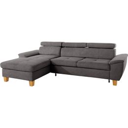 Ecksofa, B:280cm H:79cm T:167cm, grau, exxpo - SOFA FASHION, Luxus-Microfaser Vintageoptik (100% Polyester);Webvelours (92% Polyester, 8% Nylon),