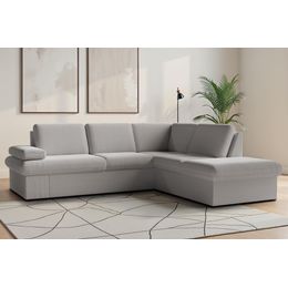 Sit & More Ecksofa SIT & MORE, B:238cm H:82cm T:202cm, grau, 95% Polyester, 5% Polyamid, Sofas, "Moreno L-Form, B: 238 cm", mit Armteilverstellung, optional