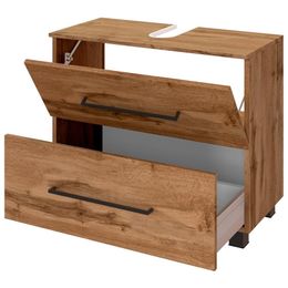 Waschbeckenunterschrank Welltime, B:70cm H:54cm T:35cm, braun, Holzwerkstoff, Badezimmer, Schr&auml;nke, "Luena", Badm&ouml;bel, Breite 70 cm