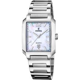 Festina Damen Quarzuhr "On The Square", silber, Armbanduhren, Armbanduhr, Damenuhr, Edelstahlarmband, Datum