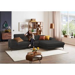 Ecksofa W.Schillig, B:303cm H:70cm T:193cm, grau, Chenille-Flachgewebe R66 (85% Polyester, 15% Nylon), Wohnzimmer, Sofas, "Piedroo, Designsofa mit