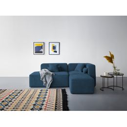 Ecksofa Home Affaire, B:233cm H:76,5cm T:93cm, blau, 100% Polyester, Wohnzimmer, Sofas, "Sundstrup L-Form", Modulserie, individuelle Zusammenstellung