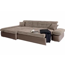 Ecksofa DOMO collection, B:300cm H:80cm T:172cm, braun, Kunstleder SOFTLUX / Struktur (90% Polyester/ 10% Polyacryl);Microfaser PRIMABELLE (100%