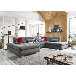 Wohnlandschaft DIE PLANBAR, B:382cm H:84cm T:124cm, grau, 100% Polyester, Sofas, "MP-IN17004 U-Form", wahlweise mit Funktionen, Kaltschaum-Polsterung