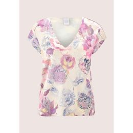 Madeleine Mode MADELEINE Damen Longpullover "Druckpullover Bedruckter Kurzarm-Pullover"puderros&eacute;, hellamethyst, multicolor, Gr. 34, Obermaterial: 71% Polyester PES.