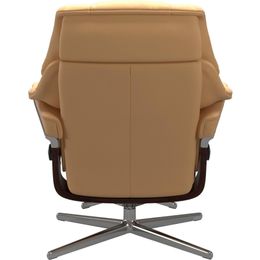 Relaxsessel stressless, B:83cm H:100cm T:76cm, gelb, Wohnzimmer, Sessel, "Reno", mit Cross Base, Gr&ouml;&szlig;e S, M & L, Holzakzent Braun