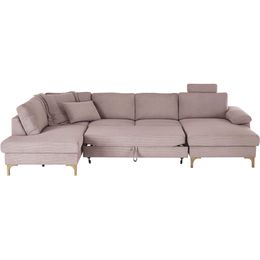 Wohnlandschaft 3C CANDY, B:339cm H:86cm T:220cm, rosa, 95% Polyester, 5% Nylon, Sofas, "Lecce, wahlweise PUR-Schaumstoff oder Tonnentaschenfederkern