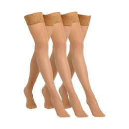 Camano Damen Feinstrumpfhose "Halterlose Str&uuml;mpfe 3er Pack", Gr. S, rosa, 70% Polyamid, 30% Elasthan, Strumpfhosen
