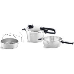 Fissler Schnellkochtopf "Vitavit premium Edelstahl Schnellkochtopf-Set 4-teilig", Ø 22cm, silber, Töpfe, Verriegelungsanzeige, Einstellbares