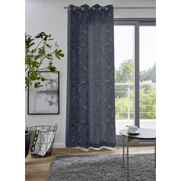 Vorhang my home, B:135cm H:235cm, blau, Polyester, Gardinen, "FLOWER", Maß: 135 x 235cm, monochrom, in verschiedenen Farben erhältlich