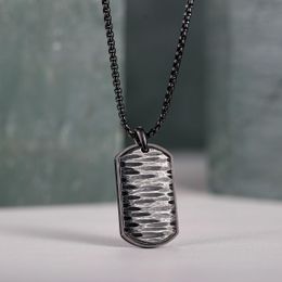 Firetti Damen Kette mit Anh&auml;nger "Schmuck Geschenk Edelstahl Halsschmuck Halskette Dog Tag Crag Fels", Edelstahl, L: 52, schwarz, Edelstahl,