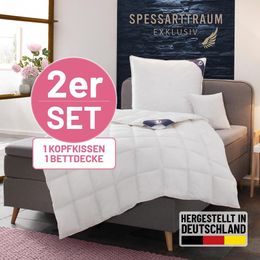 Daunenbettdecke + 3-Kammer-Kopfkissen Spessarttraum, weiß, Bettdecken Bezug: 100% Baumwolle. Kopfkissen Bezug: 100% Baumwolle. Bettdecken Füllung: