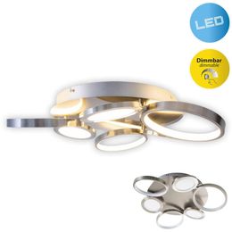 Näve NÄVE LED Deckenleuchte "Stelari", 1, Ø 56cm H: 10cm, 1 Stk., silber, Wohnzimmer, Leuchten, 3 Stufen dimmbar per Wandschalter, Diskusoptik, LED