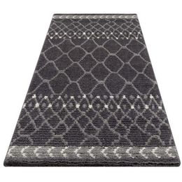 Teppich Carpet City, B:80cm H:10mm L:300cm, grau, Polyester, Wohnzimmer, Teppiche, "April 2312", L&auml;ufer, weich durch Microfaser, Boho Ethno Look,