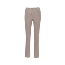 GOLDNER Damen Regular-fit-Jeans "Edel geschm&uuml;ckte Jeansschlupfhose MARTHA", beige, Gr. 54, Obermaterial: 75% Baumwolle CO. 23% Polyester PES. 2%