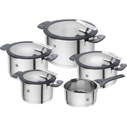Zwilling Topf-Set "Simplify", silber, T&ouml;pfe, Sandwichboden, Stay-Cool-Griffe, integriertes Sieb, (Glas)Deckelhalter