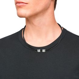 s.Oliver Herren Kette mit Anh&auml;nger "2038006", Edelstahl Leder, L: 50, schwarz, Edelstahl, Leder, Halsketten