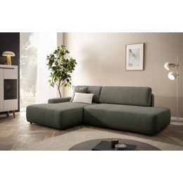 Ecksofa Home Affaire, B:276cm H:82cm T:164cm, grün, 100% Polyester, Wohnzimmer, Sofas, "TORGE, Schlafsofa Cord, Samtvelours u. Strukur fein, Couch in
