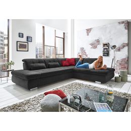 Ecksofa DIE PLANBAR, B:323cm H:84cm T:124cm, schwarz, 100% Polyester, Wohnzimmer, Sofas, "MP-IN17004 L-Form", wahlweise mit Bettfunktion, Sitztiefen-
