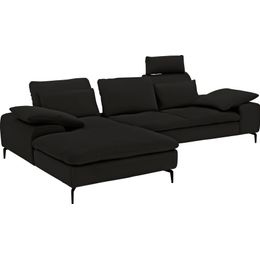 Ecksofa W.Schillig, B:299cm H:83cm T:178cm, schwarz, Longlife Xtra-Leder Z59: Glattleder mit modischer Prägung. Hautstärke 0, 9 - 1, 1 mm,