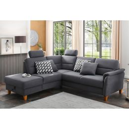 Ecksofa Home Affaire, B:236cm H:89cm T:212cm, grau, 100% Polyester;Struktur (100% Polyester);Luxus-Microfaser in Lederoptik (100% Polyester),