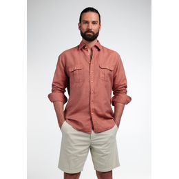 Eterna Herren Langarmhemd "MODERN FIT"rot, Gr. 40, Twill, 59% Baumwolle, 41% Leinen, Hemden, EASY IRON (bügelleicht)