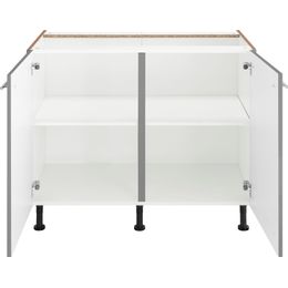 Unterschrank Optifit, B:100cm H:87cm T:58,4cm, grau, K&uuml;che, Schr&auml;nke, "Bern", 100 cm breit, mit 2 T&uuml;ren, mit h&ouml;henverstellbaren F&uuml;&szlig;en