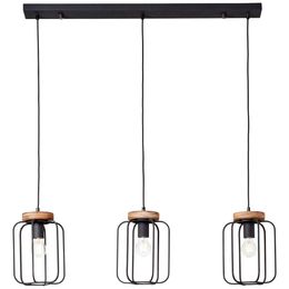 Brilliant Pendelleuchte "Tosh", 3, H: 142cm, 1 Stk., schwarz, Esszimmer, Leuchten, 3flg Reihe antik holz/schwarz korund