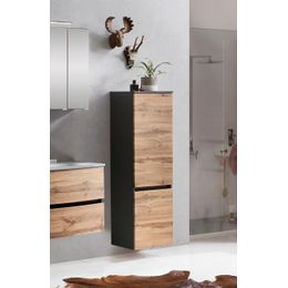 Midischrank Welltime, B:40cm H:130cm T:35cm, grau, Holzwerkstoff, Badezimmer, Schr&auml;nke, "Kaunas", 40 cm breit, Soft-Close-Funktion