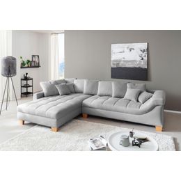 Ecksofa MR. COUCH, B:339cm H:93cm T:222cm, grau, 90% Polyester / 10% Nylon, Wohnzimmer, Sofas, "Bologna, L-Form, mit Kaltschaum", bis 140 kg pro