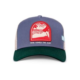 COASTAL Damen Trucker Cap "Coastal HFT Comes The Sun"blaugrau, grün, bedruckt, 60% Baumwolle, 40% Polyester, Caps