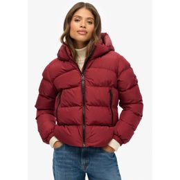 Superdry Damen Steppjacke "HOODED SPORTS PUFFER JACKET", rot, Gr. XXL, unifarben, Steppware, Obermaterial: 100% Polyester, Jacken