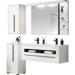 Badm&ouml;bel-Set Inosign, wei&szlig;, Kastenm&ouml;bel-Sets, "Cantara, Bad im modernen Design, 4-teiliges Badezimmer", Waschtisch, Schrank, H&auml;ngeschrank und