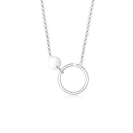 Elli Damen Kette mit Anhänger "Erbskette Kreis Plättchen Geo Design 925 Sterling Silber", 45, ohne Stein, Silber 925 (Sterlingsilber), L: 45, silber,