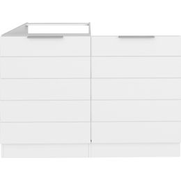 Sp&uuml;lenschrank KOCHSTATION, B:120cm H:82cm T:60cm, wei&szlig;, MDF, K&uuml;che, Schr&auml;nke, "KS-Luhe", 120 cm breit, hochwertige MDF-Fronten mit waagerechter Lisene
