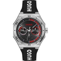 Hugo Herren Multifunktionsuhr "GRAIL SPORT", schwarz, Armbanduhren, Quarzuhr, Armbanduhr, Herrenuhr, Silikonarmband, analog