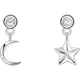 Thomas Sabo Damen Paar Ohrstecker "Mond & Stern", Silber 925 (Sterlingsilber), bunt, Silber 925 (Sterlingsilber), Ohrringe, mit Zirkonia (synth.)