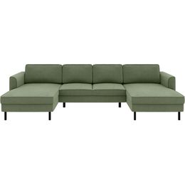 Wohnlandschaft Home Affaire, B:305cm H:83cm T:161cmmayfly, 88% Polyester, 12% Nylon, Sofas, "Booster II, whlw. mit Schlaffunktion & Bettkasten, Fuß