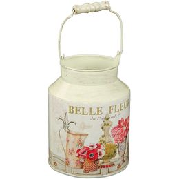 Dekovase AMBIENTE HAUS, B:14cm H:27cm T:14cm &Oslash;:14cm, beige, Metall, Vasen, "Fleur-Milchkanne"
