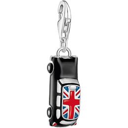 Thomas Sabo Damen Charm-Einhänger "LONDON Taxi mit Union Jack", schwarz, Silber 925 (Sterlingsilber), Charms, mit Zirkonia (synth.)