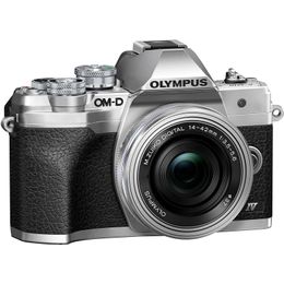 Olympus Systemkamera "E-M10 Mark IV", B:12,17cm H:8,46cm T:4,9cm, silber, Fotokameras, +BLS-50, F-5AC USB-AC Adapter, USB cable, Shoulder Strap